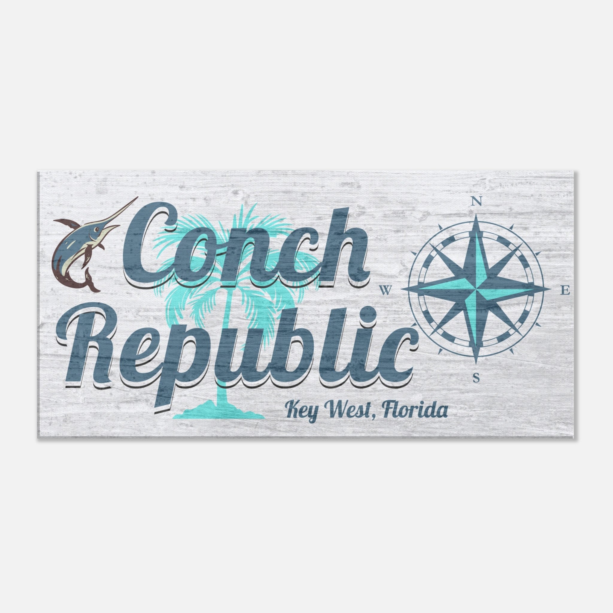 Conch Republic Canvas Wall Print, Key West Decor-Caribbean Rays