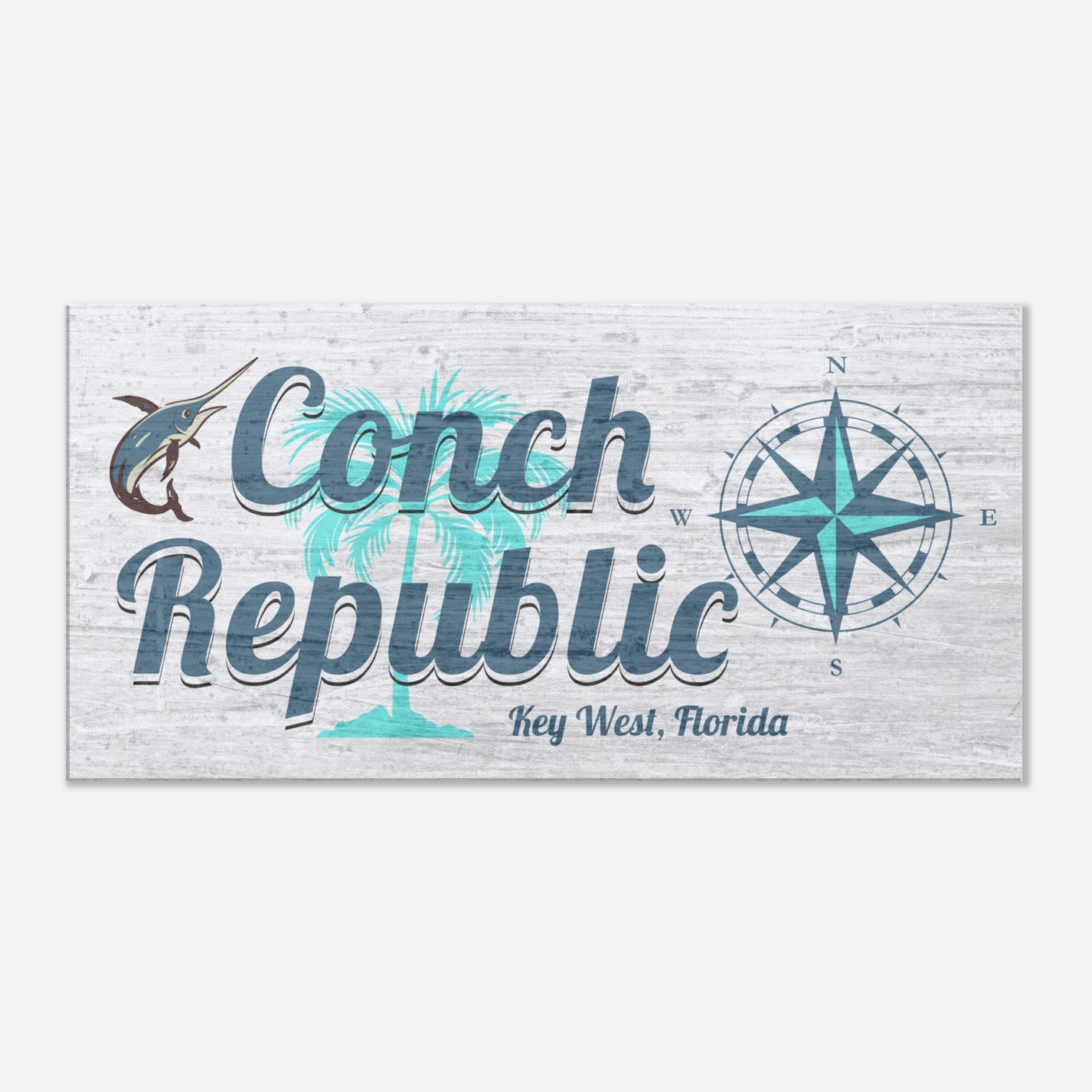 Conch Republic Canvas Wall Print, Key West Decor-Caribbean Rays