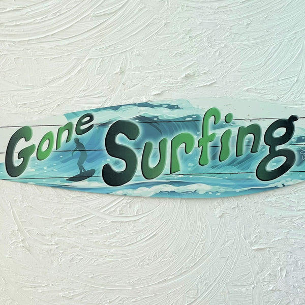 17in Gone Surfing Aluminum Metal Surfboard Sign, Tiki sign, – Caribbean ...